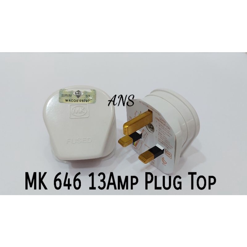 MK 646 13Amp 3Pin Bakelite Fused Plug Top Kepala Plug Elektrik | Shopee ...