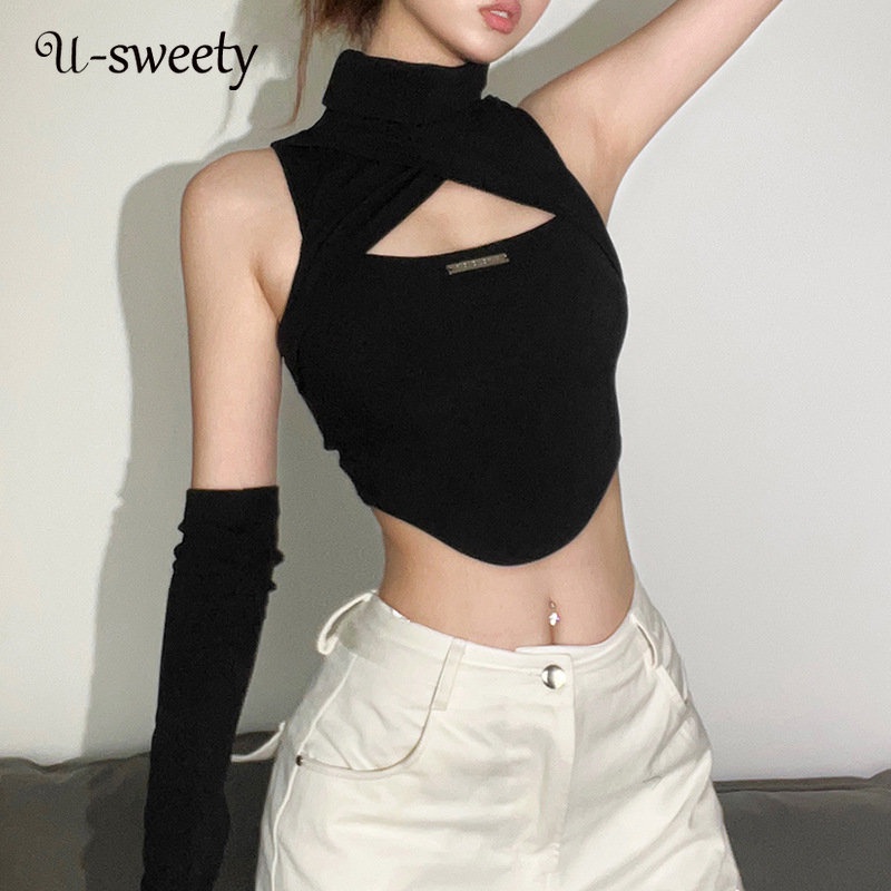 U-sweety Women Solid Color with Sleeve Round Neck Sexy T-shirt | Shopee ...