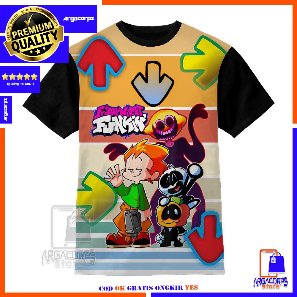 3d Children's T-shirt Premium Line Rainbow FNF Funkin AUG Distro ...