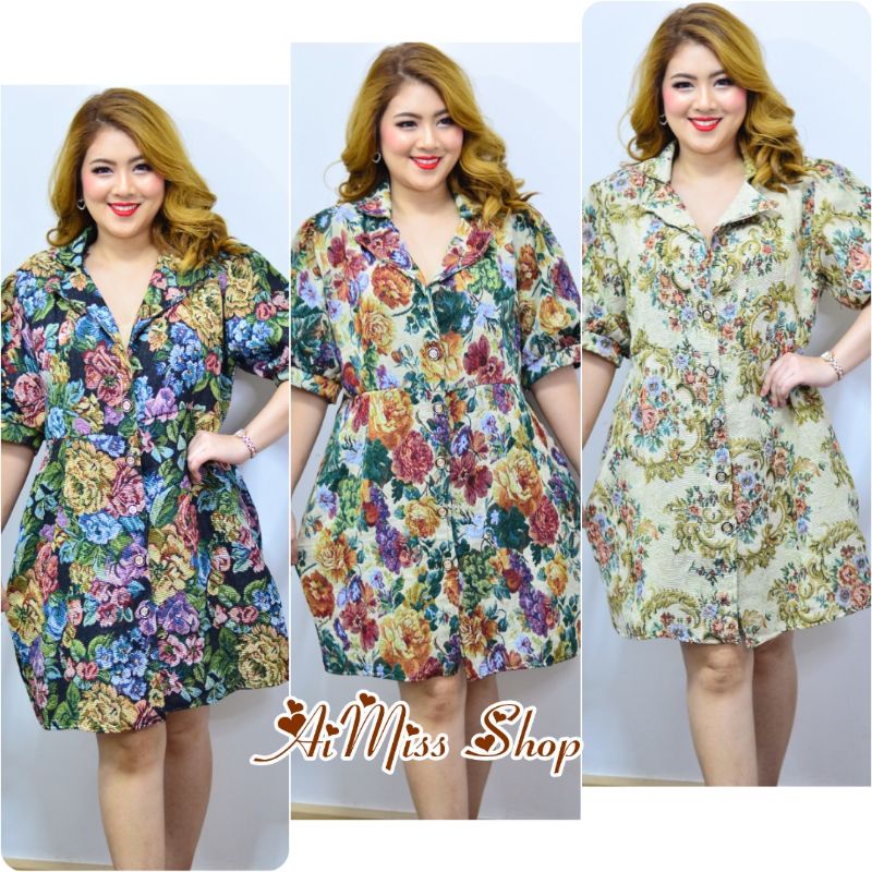 AiMiss Shop Dress Suit Floral Fat People Clothes Chubby Girl | Shopee ...