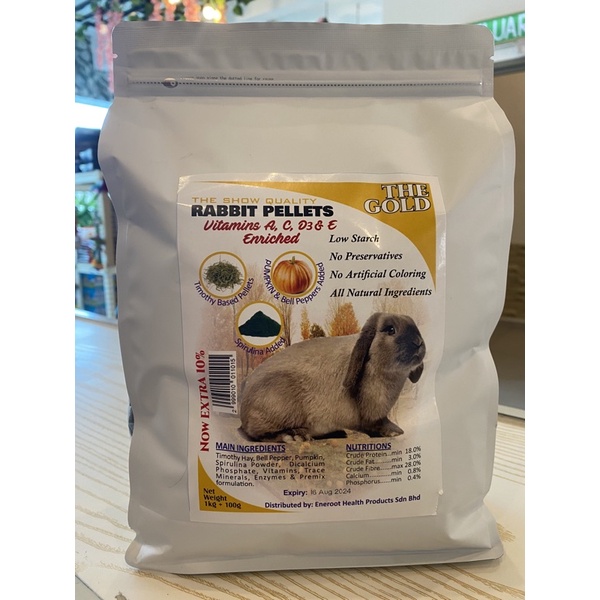 (Buy 1 Free Vitabunny 150ml)The Gold Cavy Pellets / Rabbit Pellets (1kg + 100g)《Now Extra 10% ...