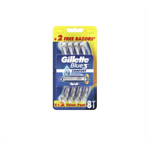 Gillette Blue3 Comfort Disposable Razors 6+2 value pack | Shopee Malaysia