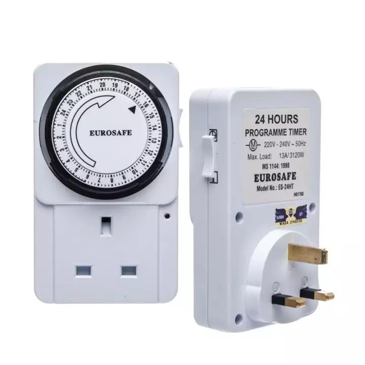 EUROSAFE 24Hours 3pin Plug In Programme Timer (SIRIM APPROVED) | Shopee ...