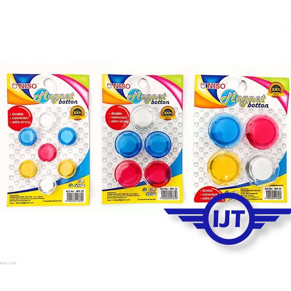 NISO Extra Strong Colour Round Whiteboard Magnet Button 20 / 30 / 40mm ...