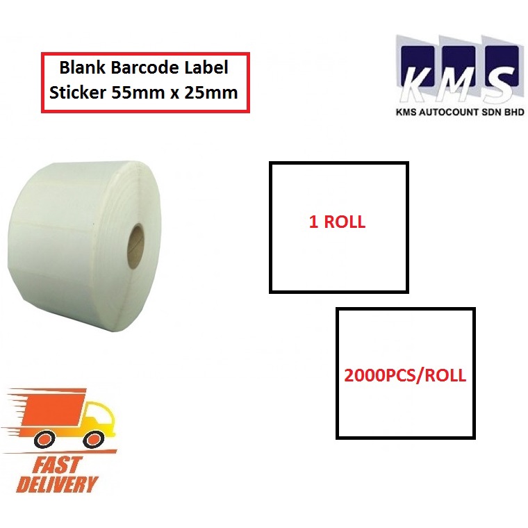 Blank Barcode Label Sticker 55mm x 25mm(2000pcs per roll) | Shopee Malaysia