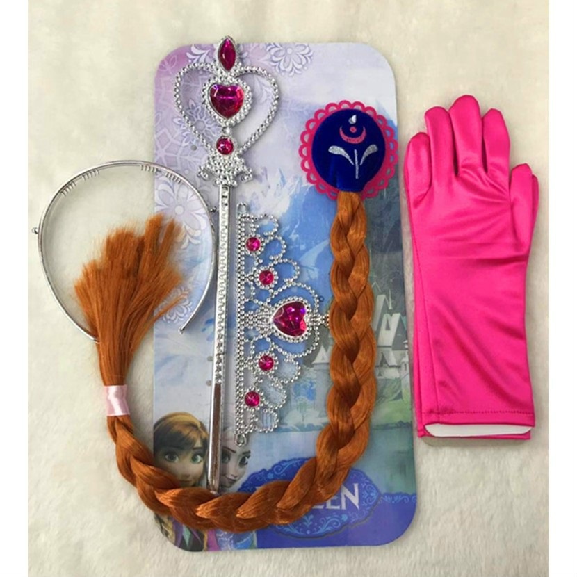 Ready Stock Frozen Princess Wand and Crown Set Elsa Anna Wig and Gloves ...