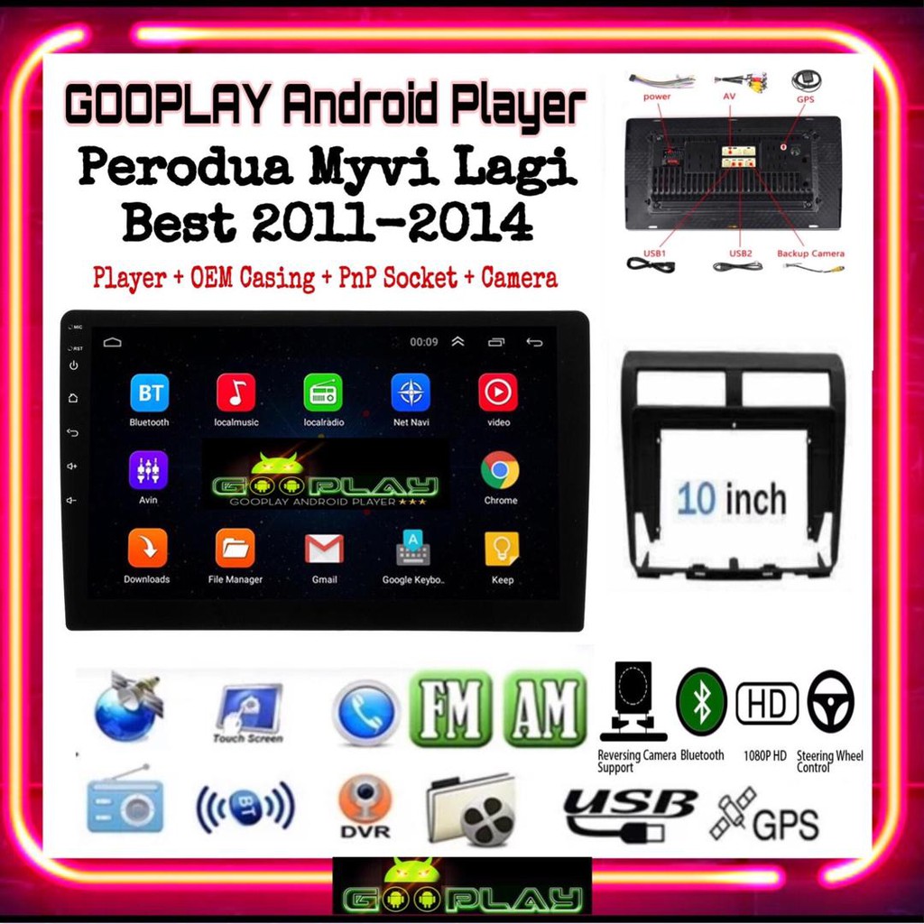 ANDROID PLAYER WITH PERODUA MYVI LAGI BEST 2015-2017 PLAYER CASING ...