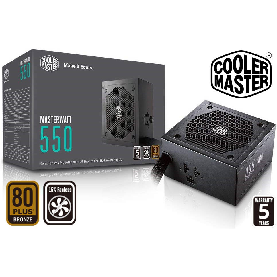 Cooler Master MasterWatt 550W SEMI MOUDULAR 80 PLUS BRONZE ATX POWER ...