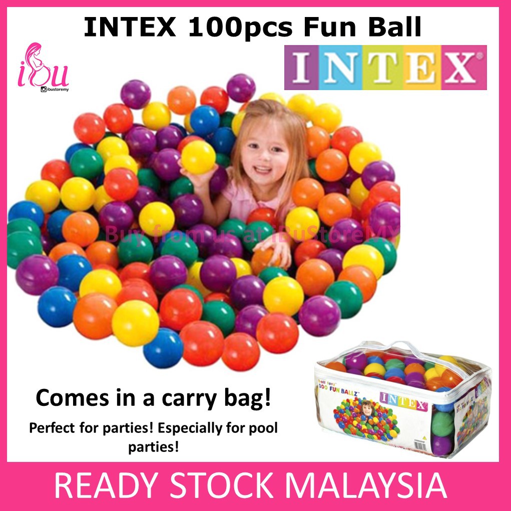 Intex 49602 100pcs Fun Ball Birthday Swimming Party Pool Party High ...