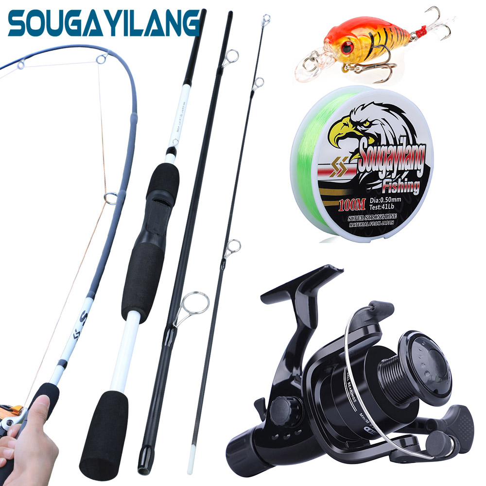 Sougayilang Fishing Rod and Reels Set 1.75M M Power Portable 3 Sections ...
