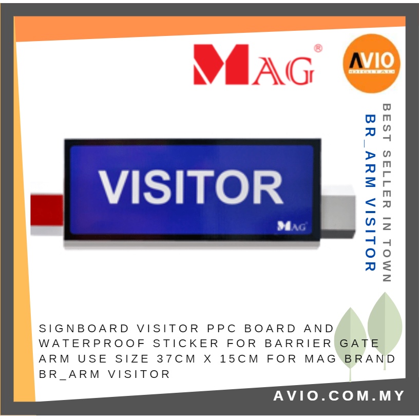 MAG Visitor Signboard Waterproof Sticker for Barrier Gate Arm 37x15cm ...