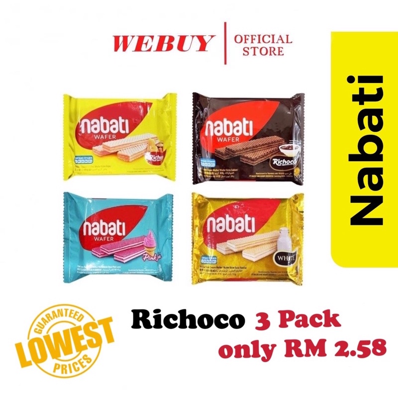 Nabati Wafer Biscult 50g x 3 packs (Richeese/Richoco/White/Pink Lava) | Shopee Malaysia