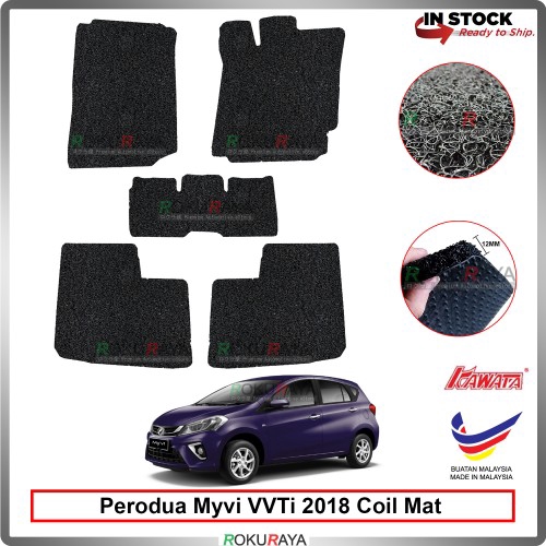 Perodua Myvi VVTi (3rd Gen) 2018 12mm Coil Floor Mat (Black)(Kawata ...