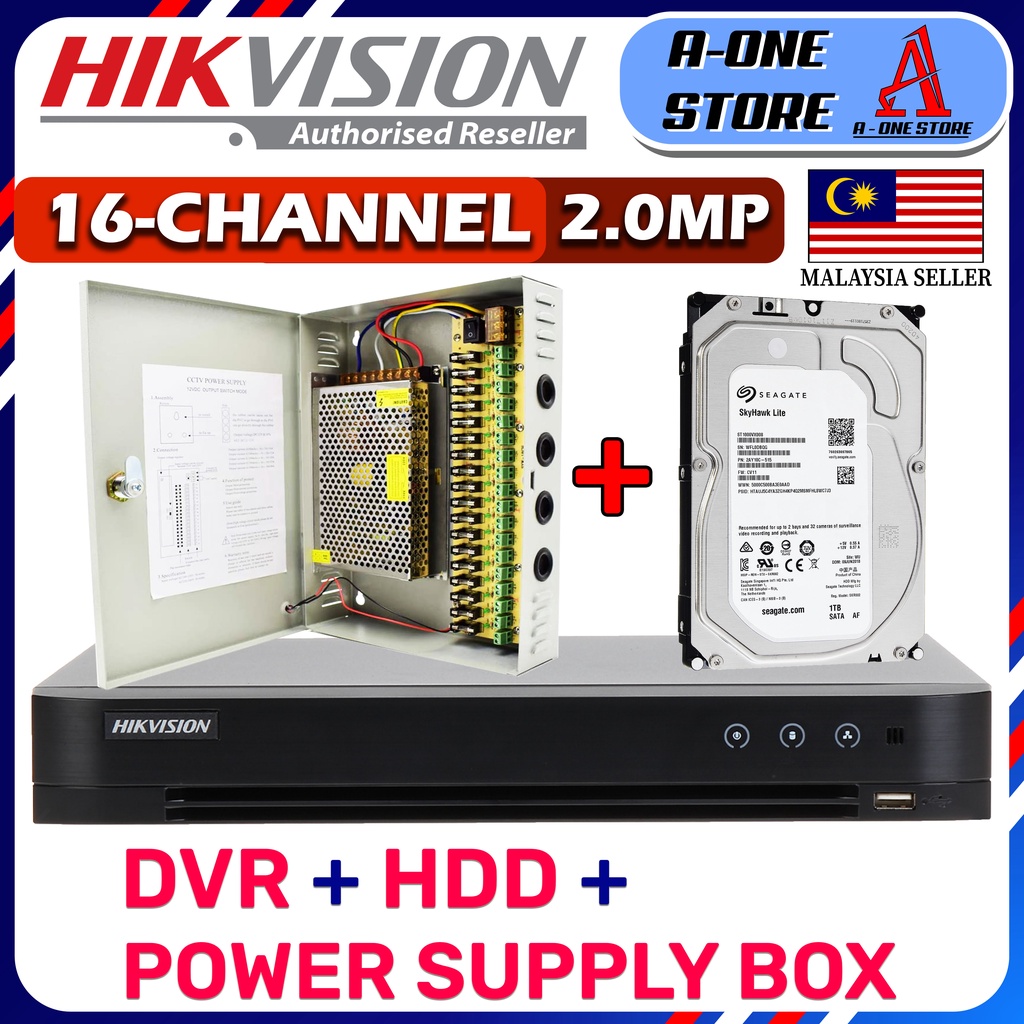 HIKVISION 16-Channel 2.0MP CCTV DVR + Hard Disk + Power Supply Box 2MP ...