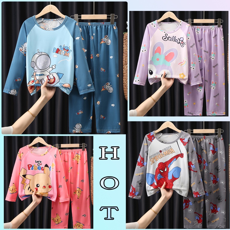 Kids Boy and Girl long sleeve pyjamas Baju Tidur Kanak Girls Pajamas ...