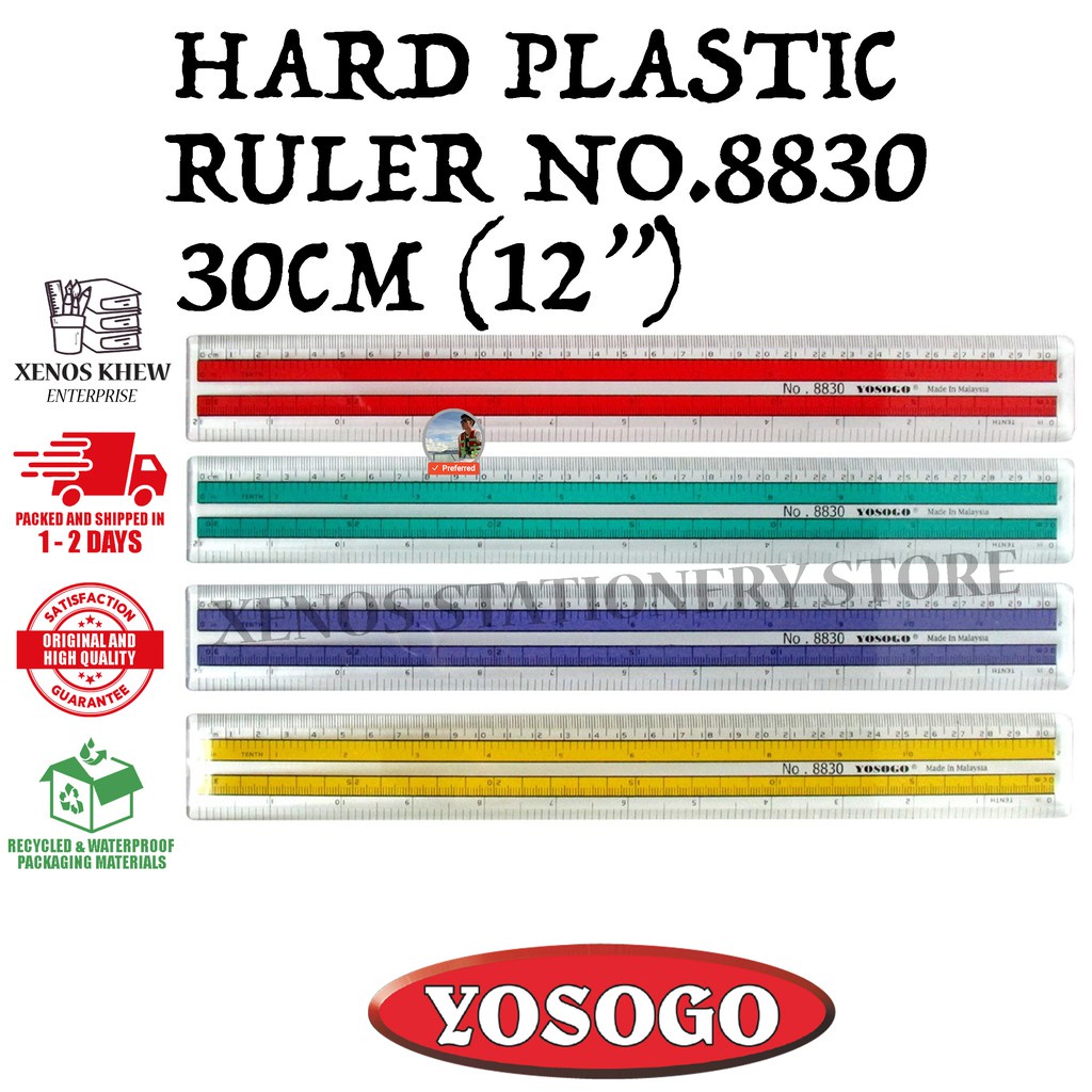 YOSOGO 15CM HARD PLASTIC RULER | YOSOGO 30CM HARD PLASTIC RULER 8830 ...