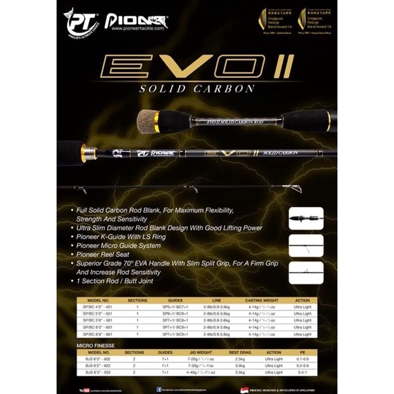 PIONEER EVO II SOLID CARBON ROD | Shopee Malaysia
