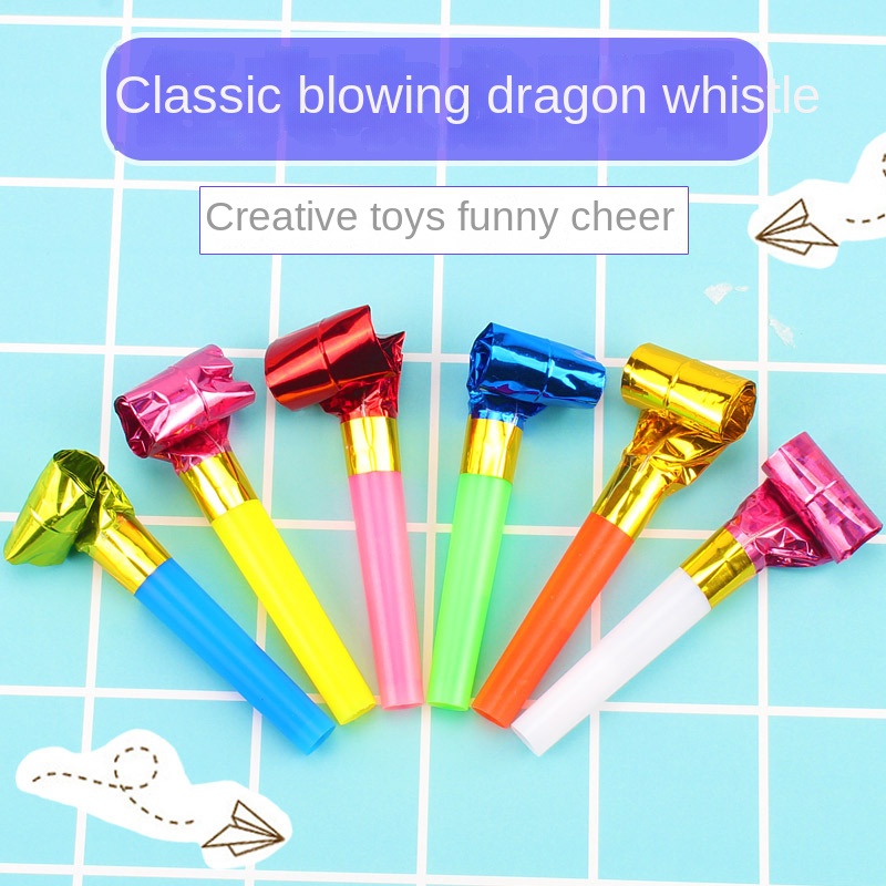 [Happy Kids] Children's Birthday Party Toy Blow Dragon Whistle Roll ...