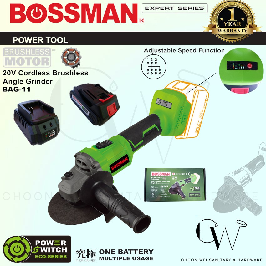 Bossman cordless brushless angle grinder 20V BAG-11 ready stock ready ...