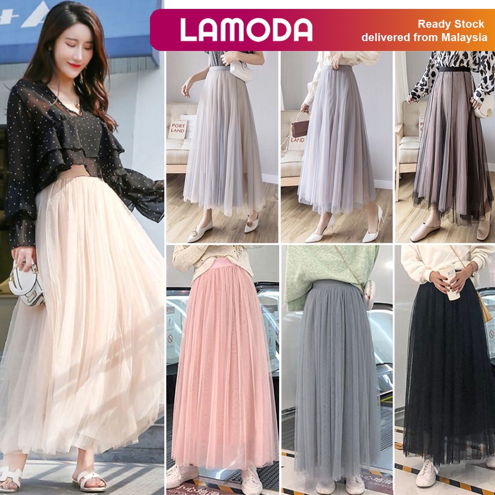 [68cm-98cm][Lamoda]PRINCESS SKIRT Elastic High Waist Long Mesh Skirt ...