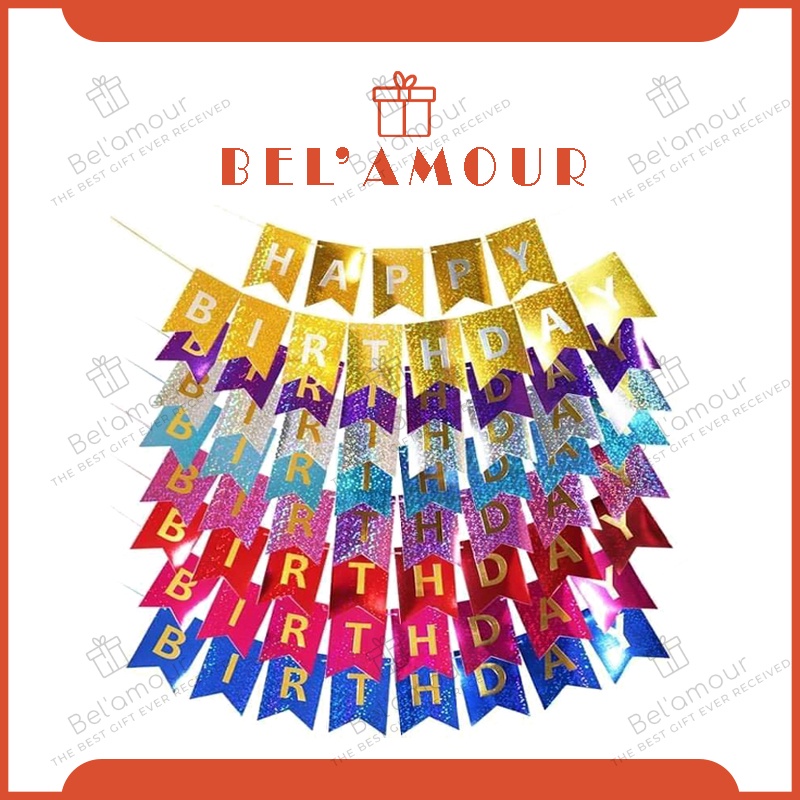 Happy Birthday Banner / Flag with String - Laser Colour [Ready Stock ...