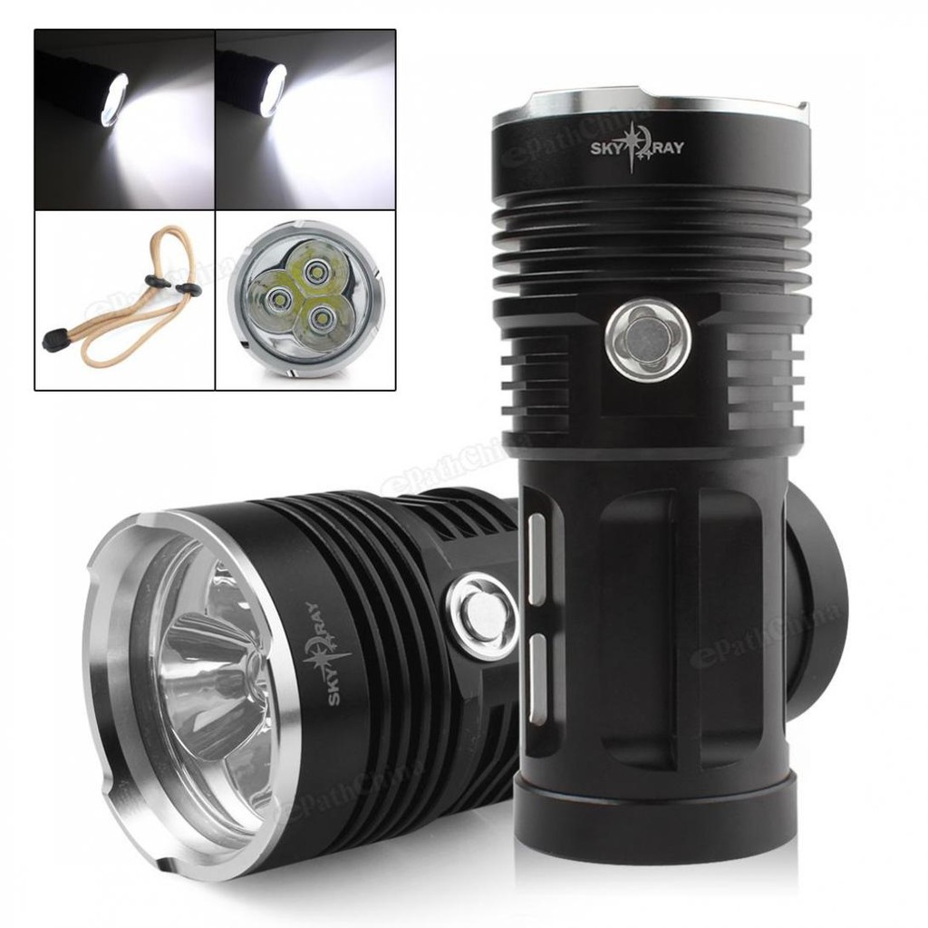 3 LED Waterproof IPX6 1800 Lumens 3 Modes Light High Power Flash Lamp ...