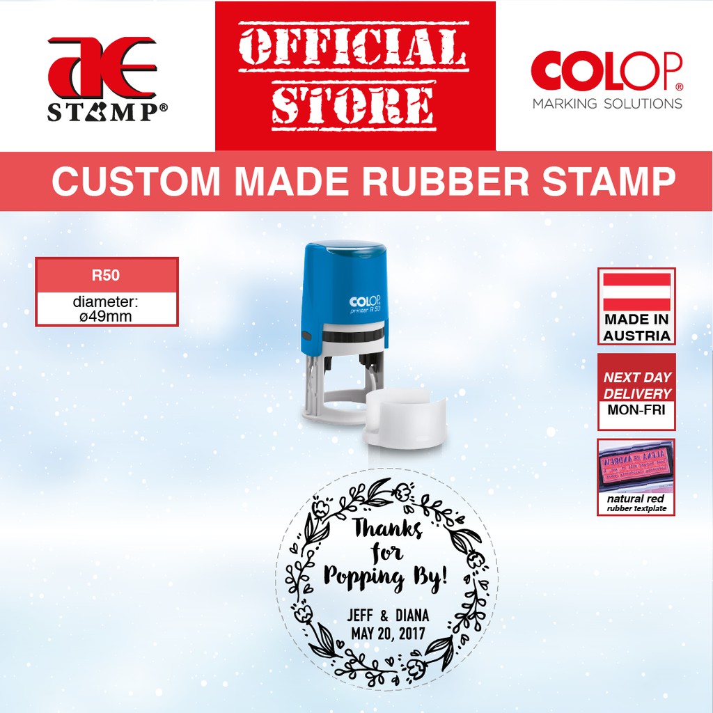 Custom Made COLOP Round Self-Inking Rubber Stamp | cop nama stamp colop ...
