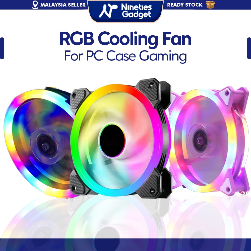 RGB Fan Rainbow Colors with Auto Sync Double Ring Cooling Fan 120mm ...