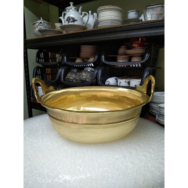 Periuk kuali belanga tembaga Terengganu brass pot 12 inci tebal dan ...