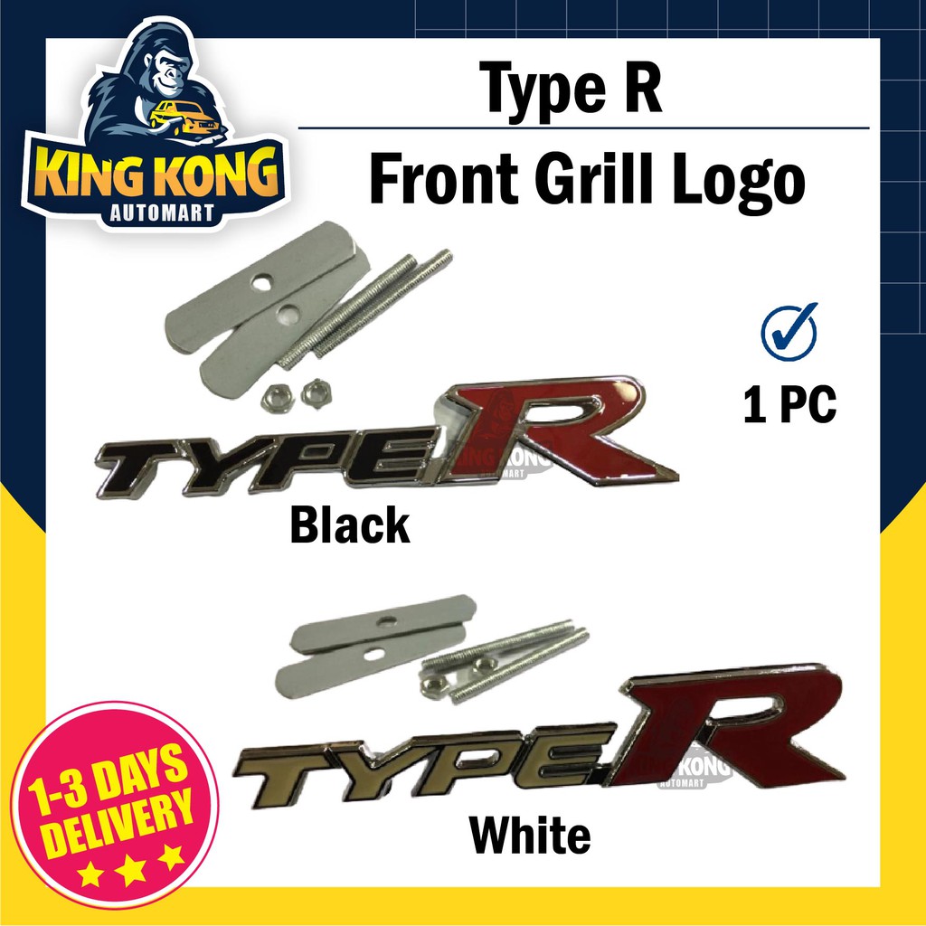TYPE R Front Grille Logo Emblem 3D Metal (BLACK/WHITE) | Shopee Malaysia