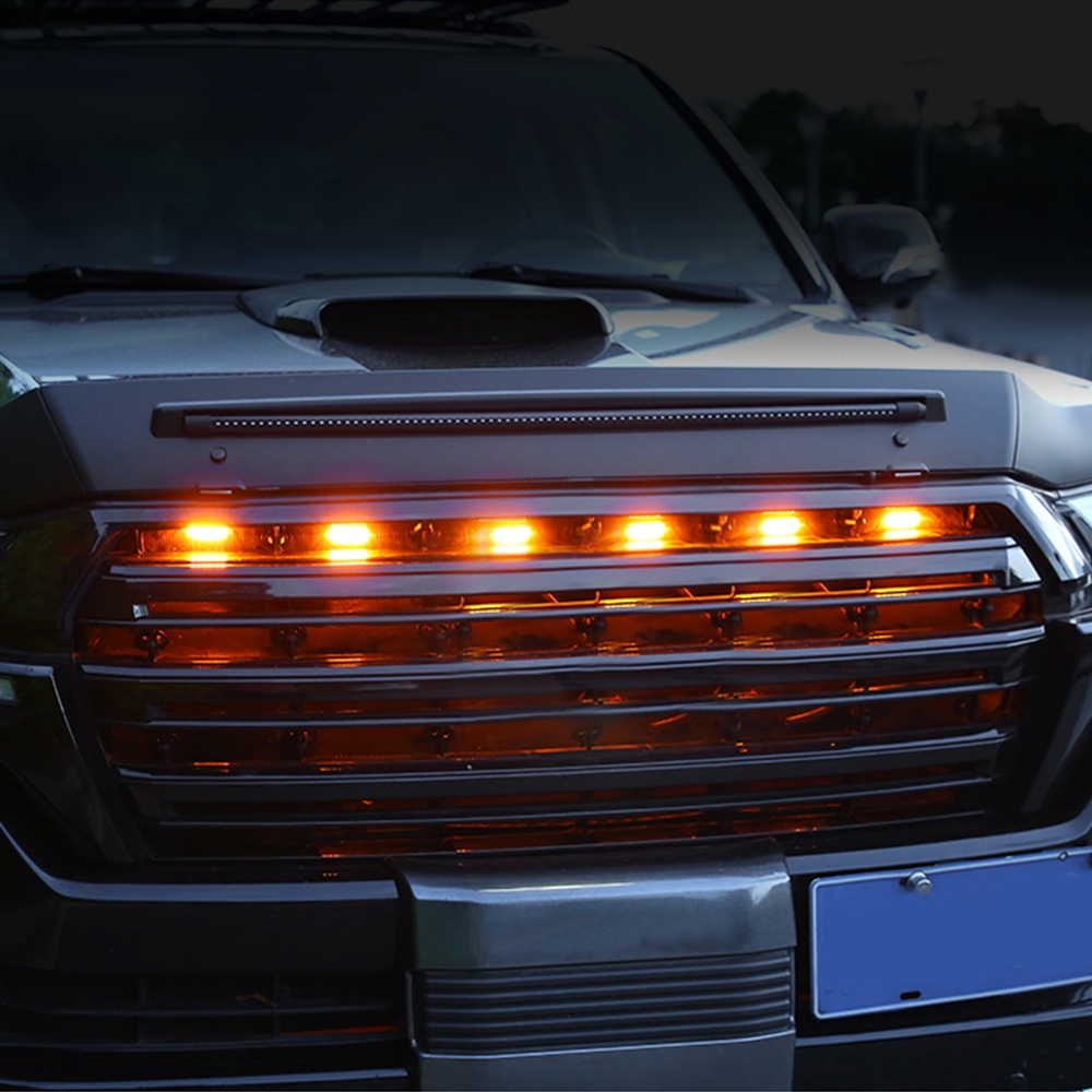 6 PCS Car LED Front Grille Lighting Strobe Amber Warning Lights DRL ...