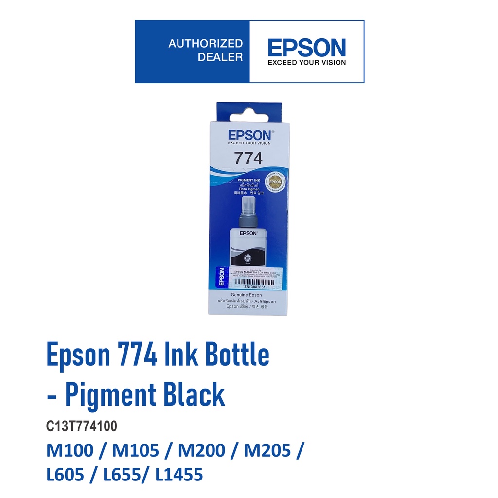 Epson 774 T774 T7741 Black Ink (Genuine) M100 M105 M200 M205 L605 L655 ...