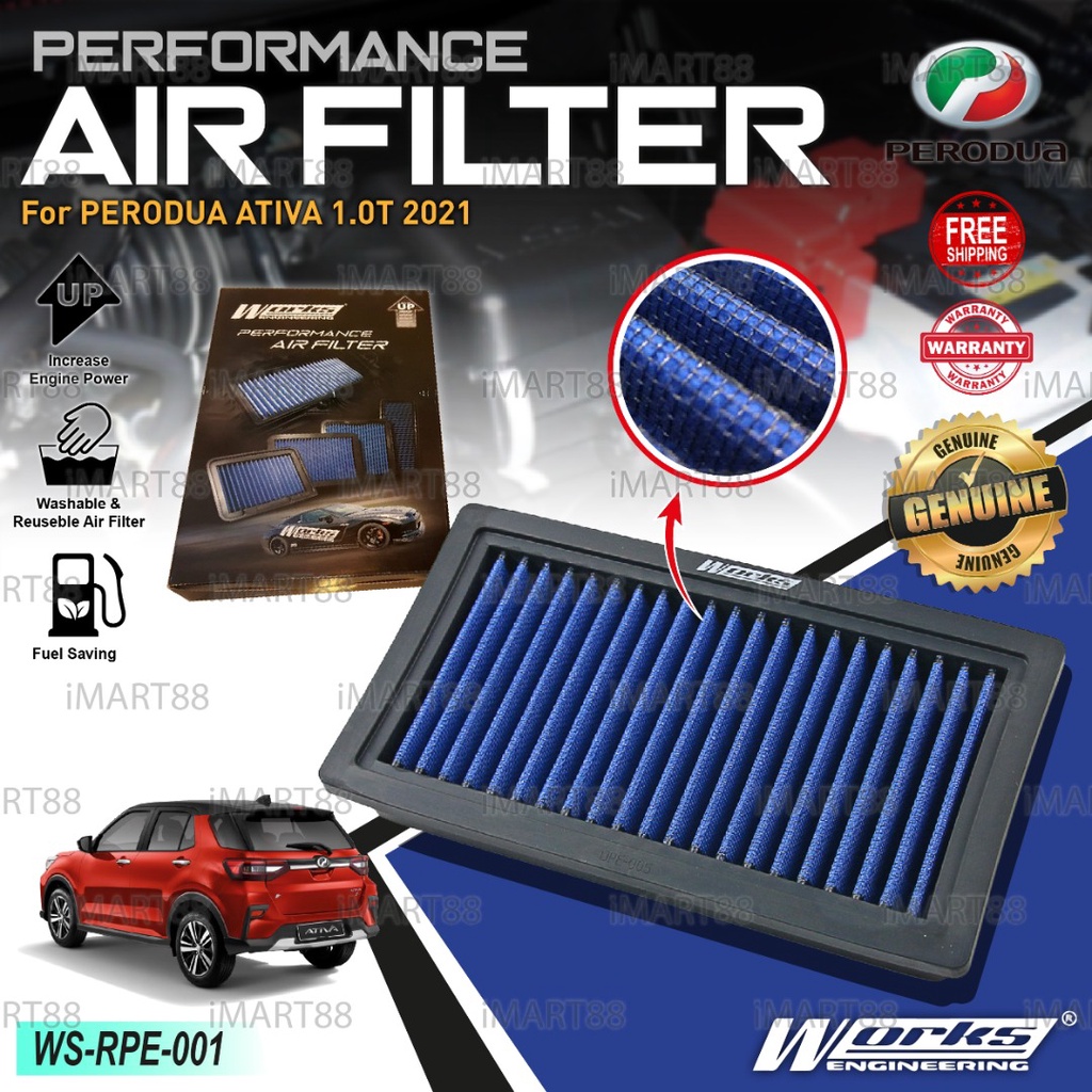 Works Engineering Drop In Air Filter Perodua ATIVA 1.0T 2021 New Alza ...