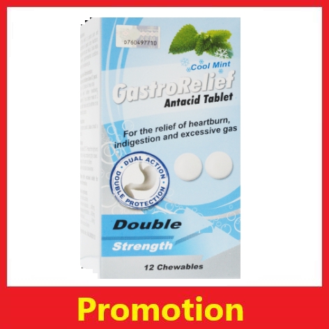 GASTRORELIEF ANTACID TABLET (DOUBLE STRENGTH) 12's- Untuk Sakit Gastric ...