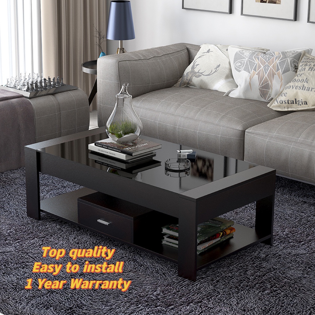 Simple style tempered glass coffee table table creative rectangular tea ...