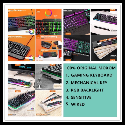 MOXOM MX-KB08/09/10 Fantasy Gaming Mouse Keyboard Suspension Rainbow Light Backlit Mechanical ...