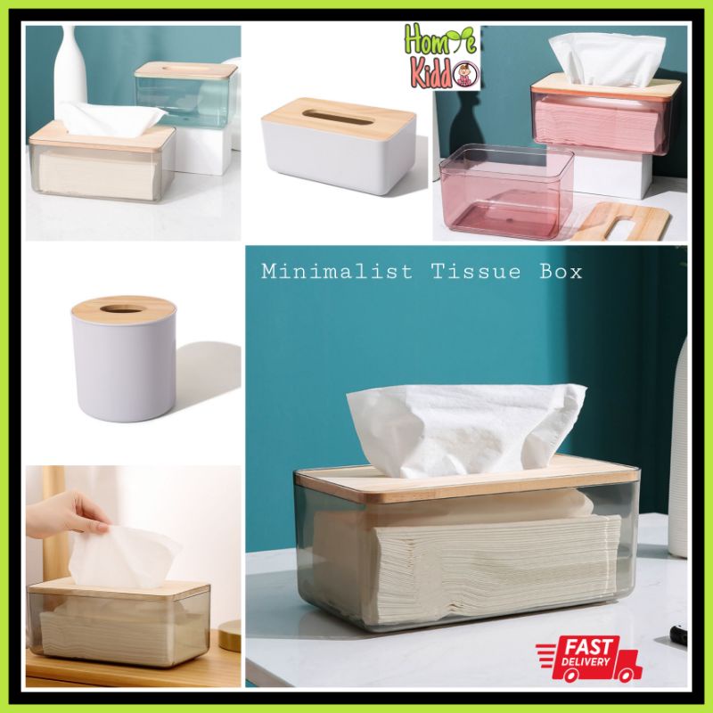 (READY STOCK) Minimalist Transparent Bamboo Tissue Box Bekas Tisu Moden ...