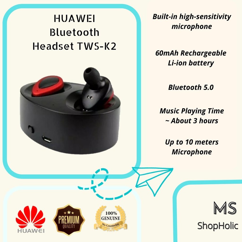 🌟Original🌟 Huawei Bluetooth Headset TWS-K2 (Black) | Shopee Malaysia