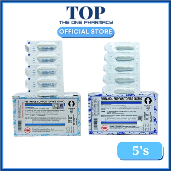 Prime Pritamol Suppository 125mg/250mg - 5's | Shopee Malaysia
