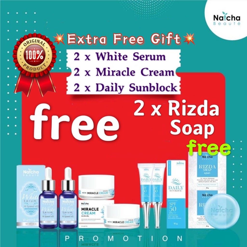 🔥 THAILAND 100%Original💥 Natcha White Serum + Natcha Miracle Cream + Natcha Daily Sunblock+FREE ...