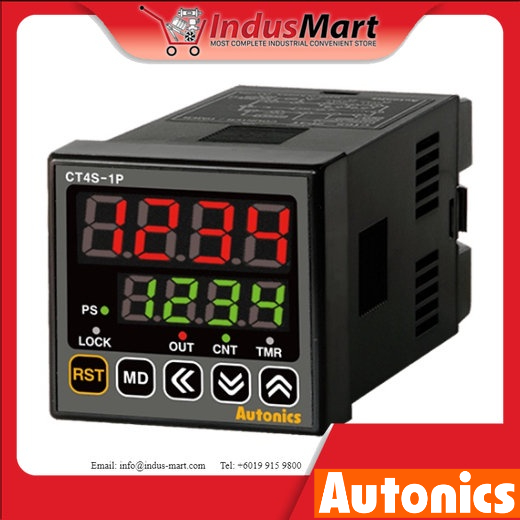 AUTONICS CT4S-1P4 Counter Timer, 4-Digit 7-Segment LED, 100-240VAC, 50 ...