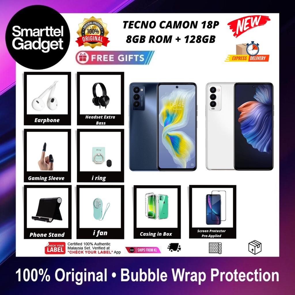 Tecno Camon 18P Smartphone (8GB + 128GB) – Original Malaysia Set | With ...
