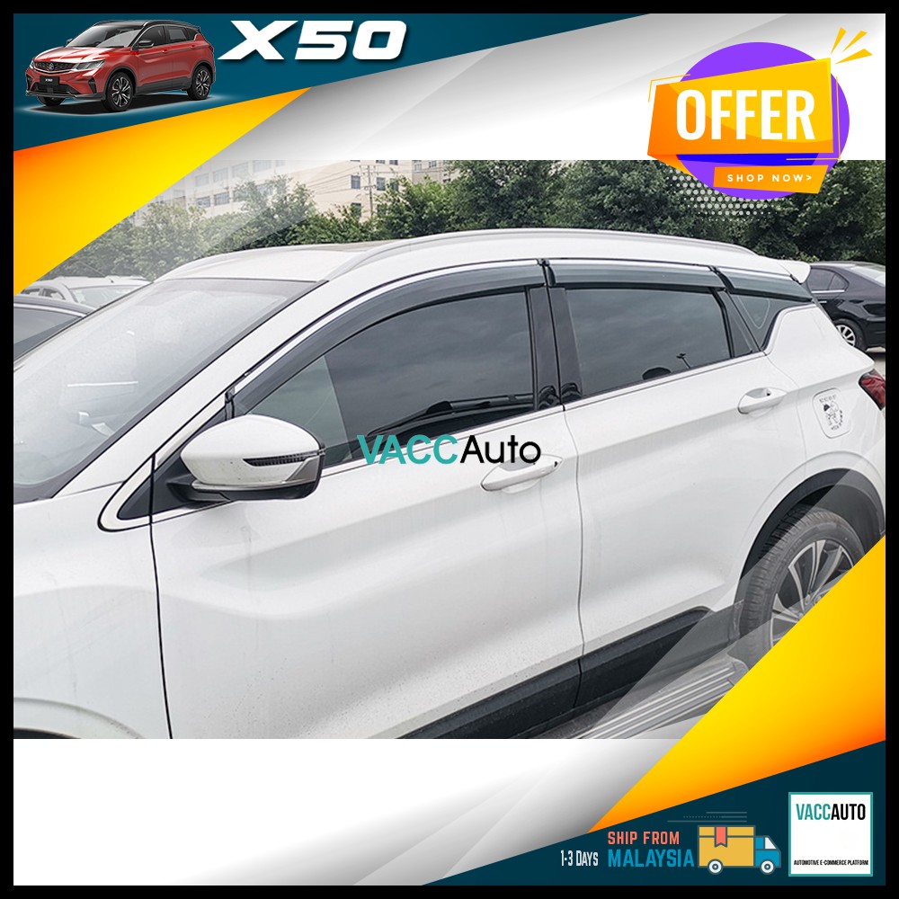 Proton X50 Door Visor Steel Lining Window Visor Sun Rain Guard Weather ...