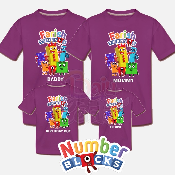 [Baby] NUMBERBLOCKS Tshirt Birthday Boy Harijadi Besday Family Day Baju ...