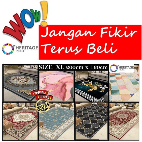 XL 160cm x 200cm 3D Karpet Heritage Crystal Velvet Carpet Rug Floor Mat ...
