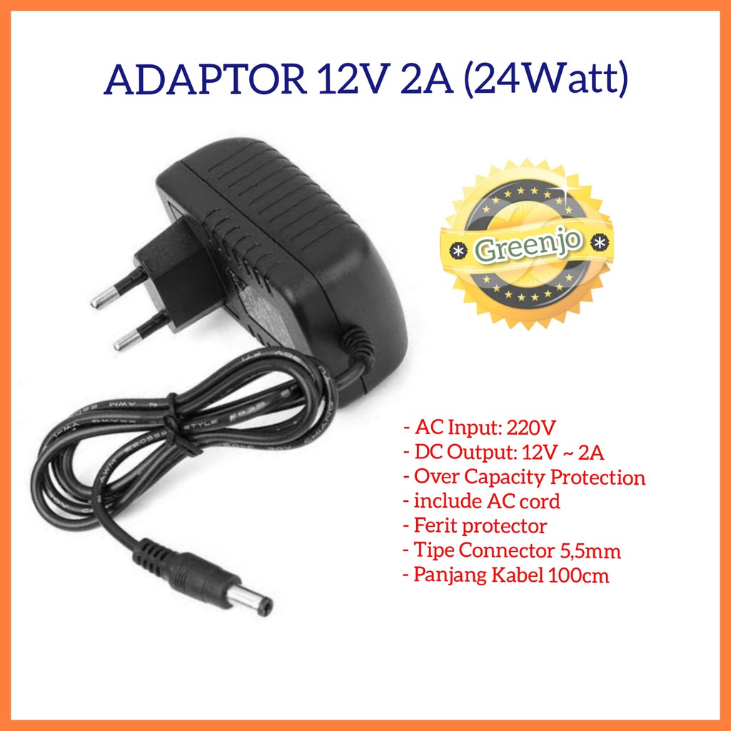 Adapter 12V 2A - AC 220V to DC 12V 2 Ampere Adapter AC Switching ...