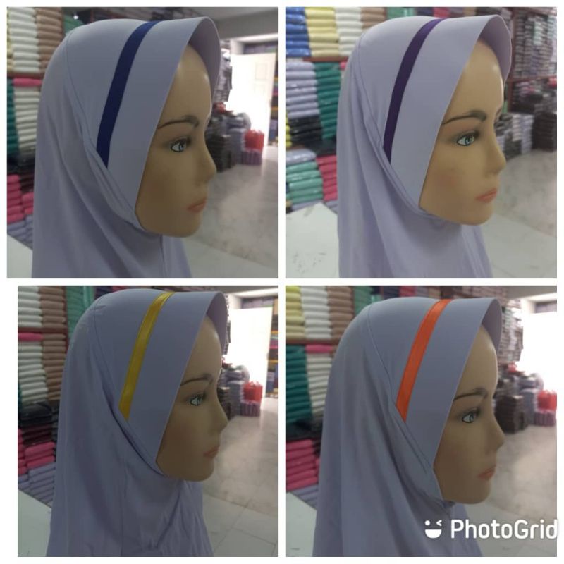 Tudung Jururawat Hard Awning Plain Putih, Line Biru, Line Purple, Line ...