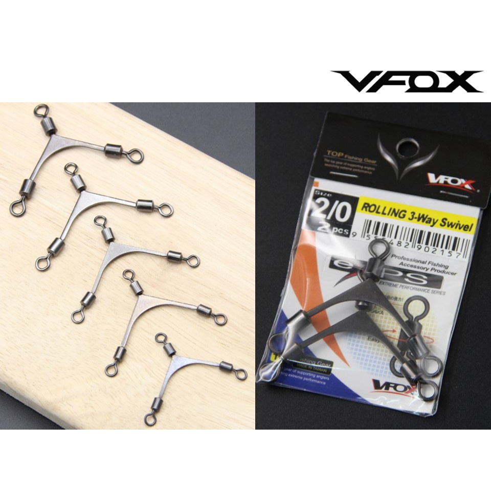 VFOX 3 WAY ROLLING SWIVEL Kekili Mancing Fishing Swivel Snap Kili ...