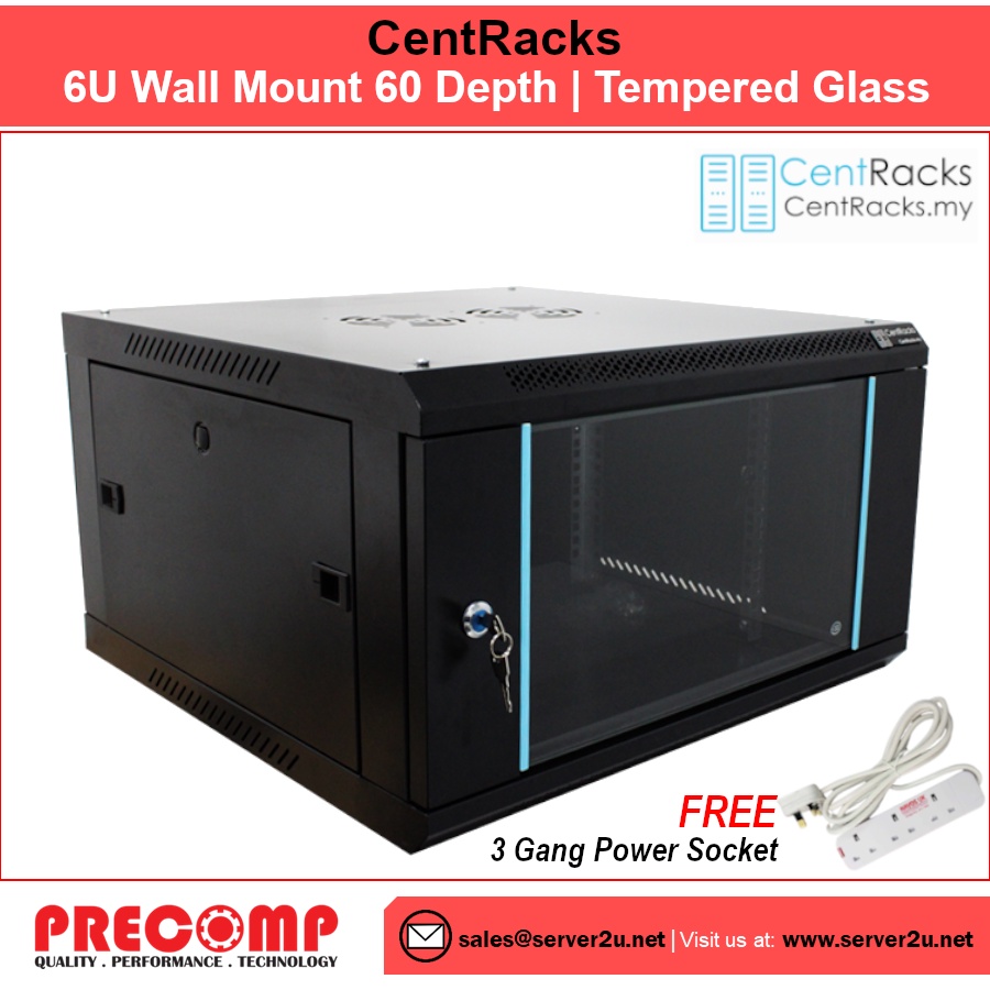 CentRacks 6U (60cm x 35cm x 60cm) Wall Mount Server Rack (CM6UB600 ...