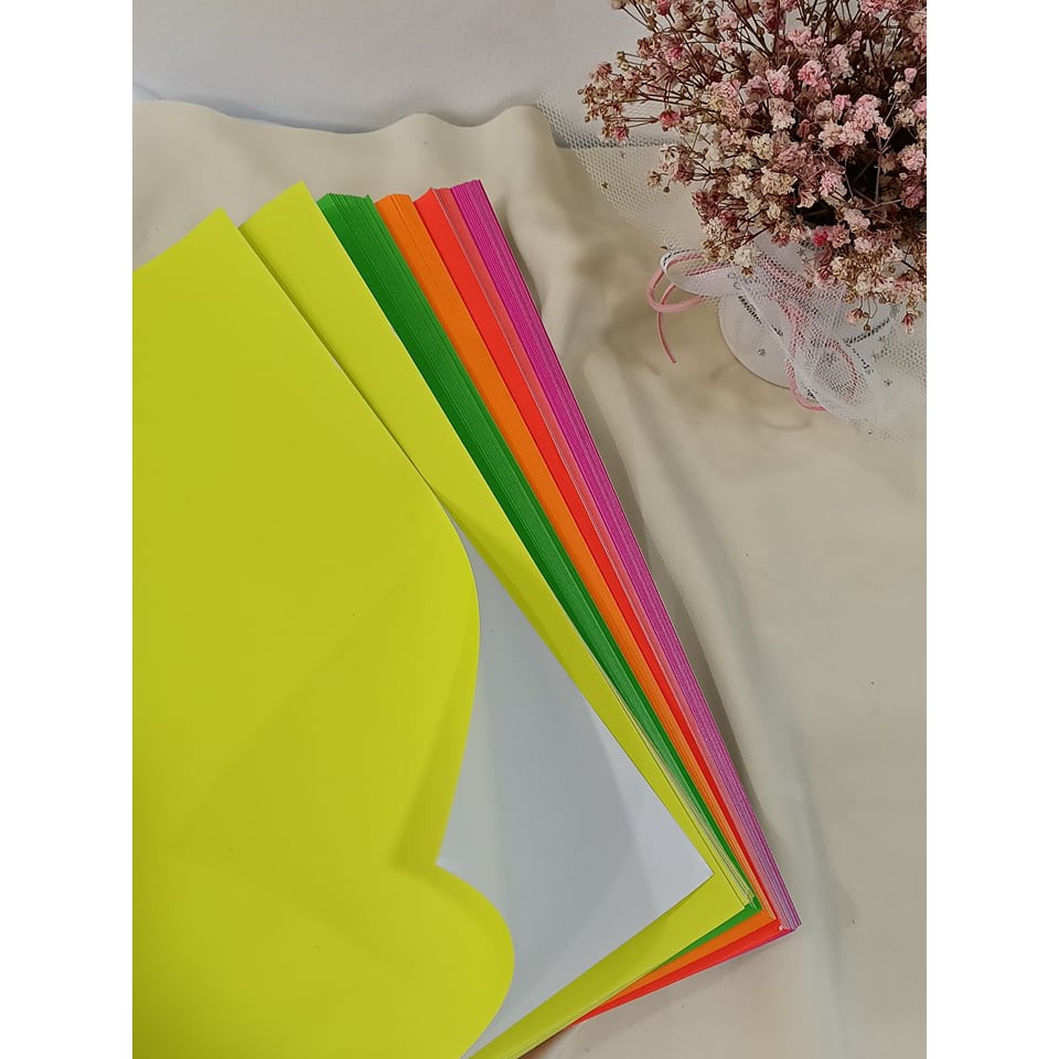 A4 Sticker Paper Fluorescent Color A4 Kertas Sticker Warna Kilat ...